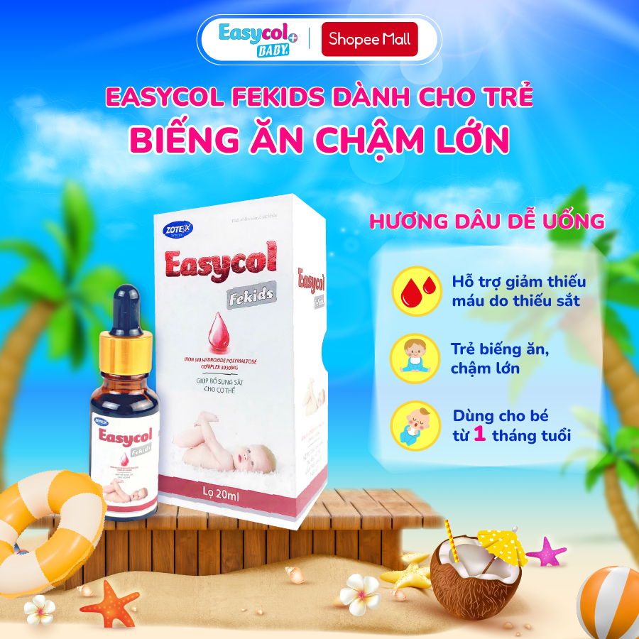 Thực phẩm bổ sung Easycol Baby Fekids 20ml bổ sung sắt hữu cơ cho bé ...
