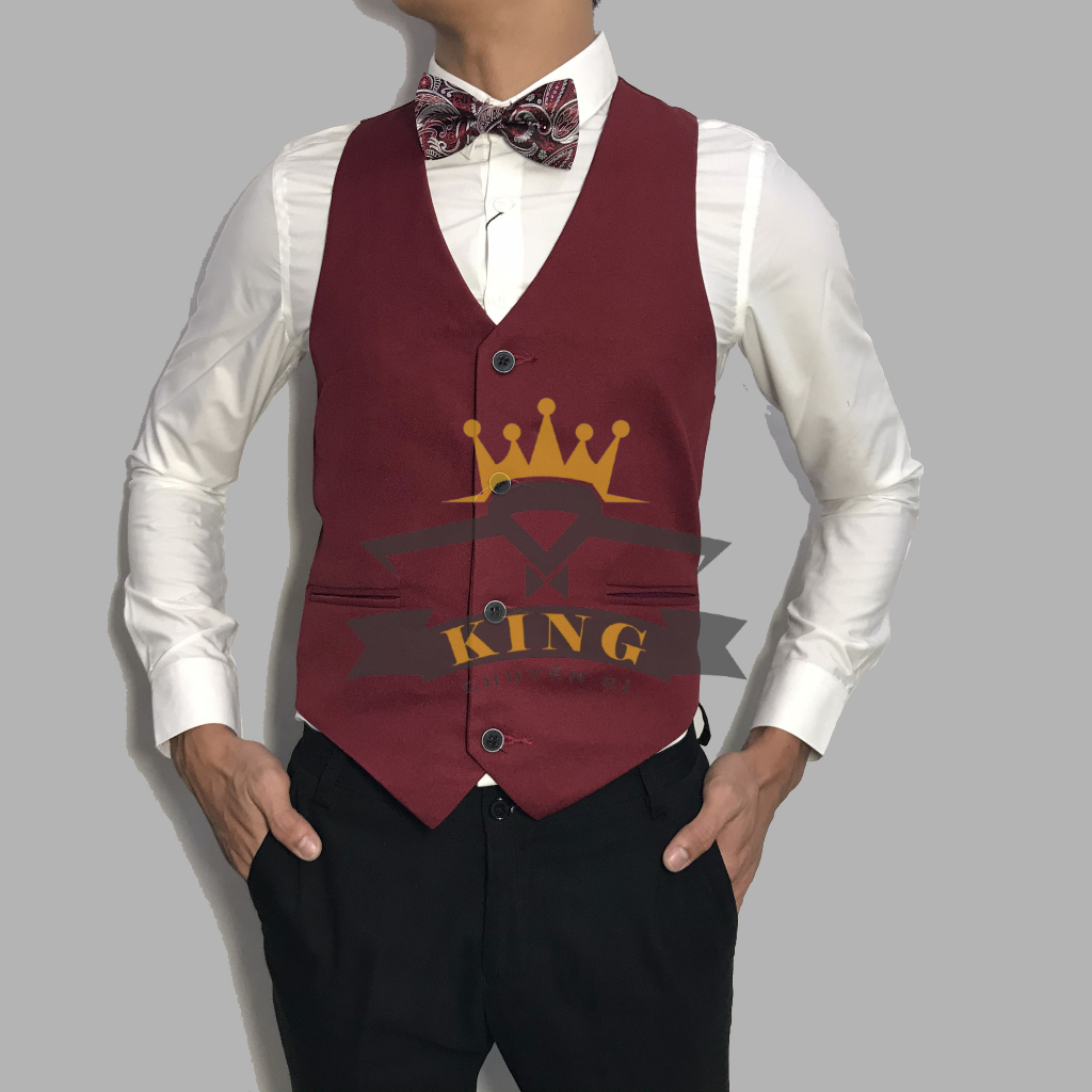 Áo Gile Nam Nữ Big size KING Cà Vạt Ghile Khỉ Đen Xanh Đô 4 nút phối ...