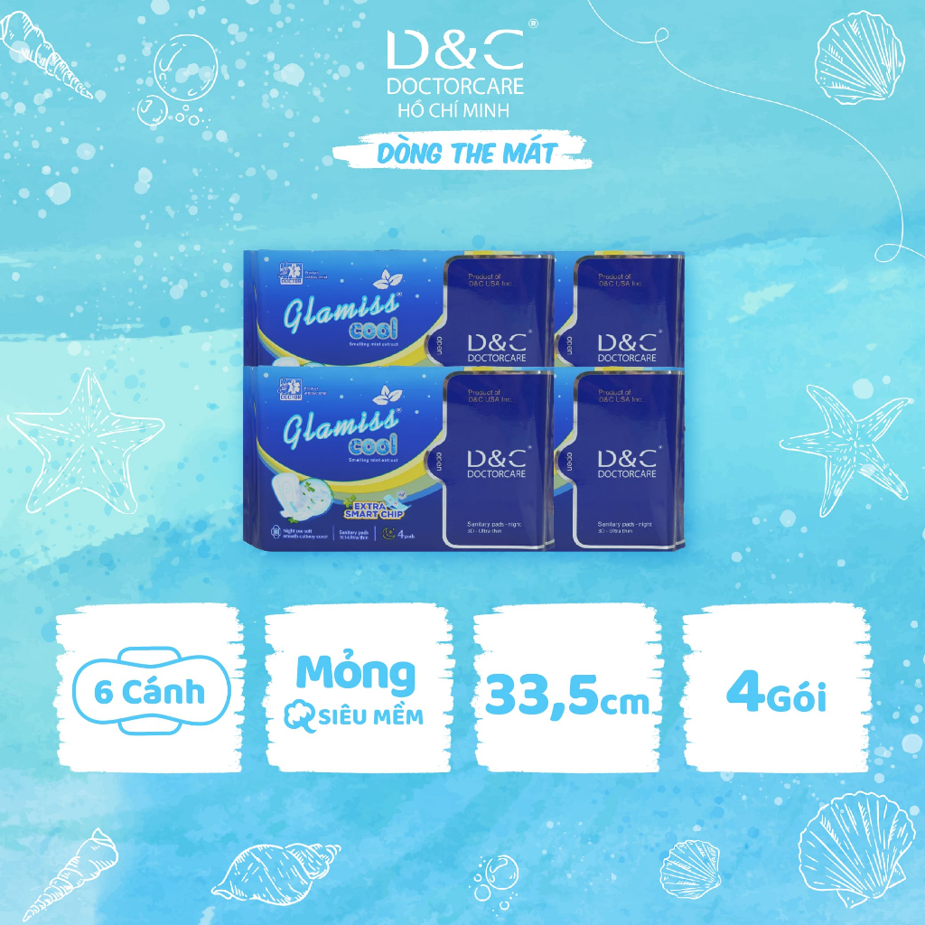 Combo 4 gói băng vệ sinh thảo dược siêu the mát Glamiss Cool Extra ban ...
