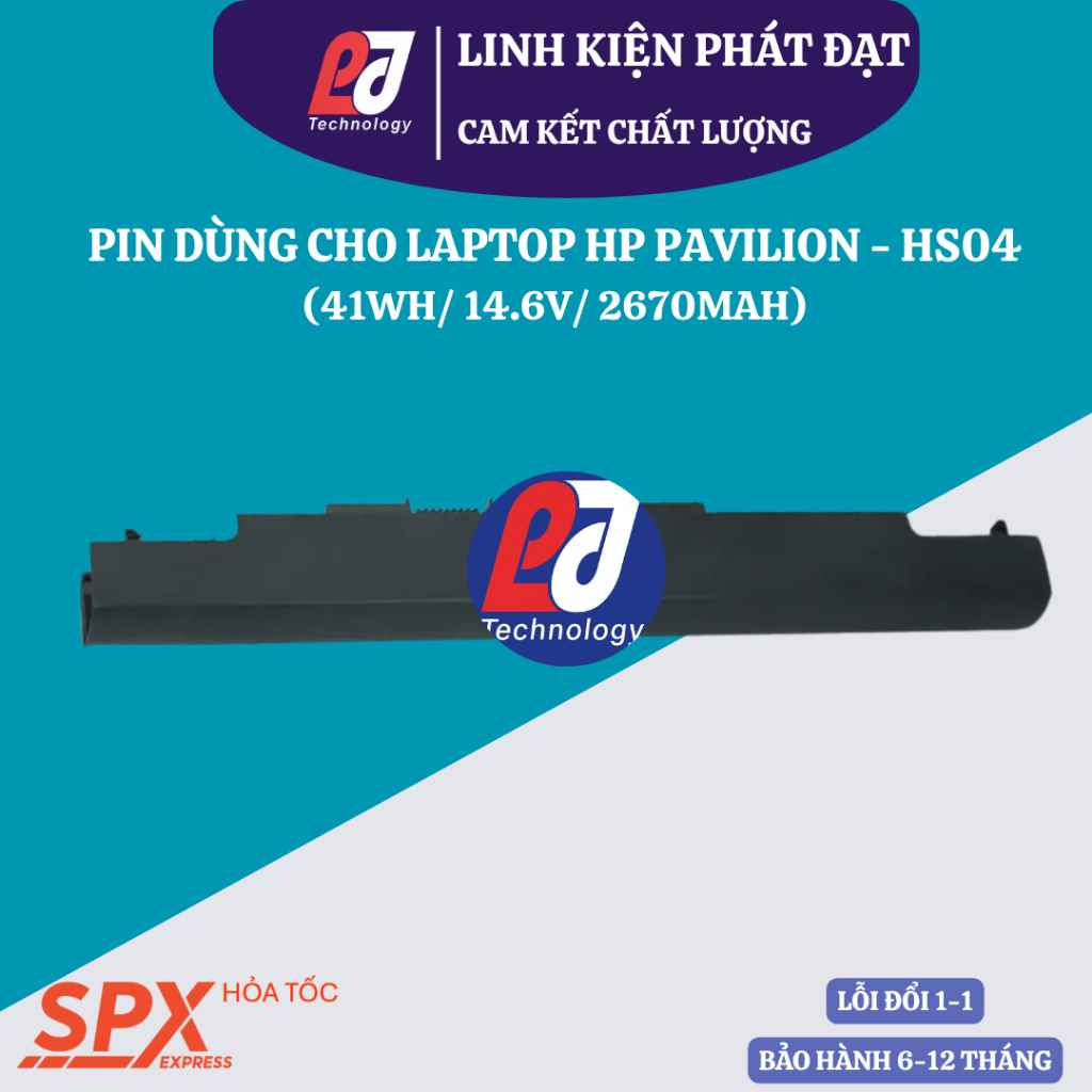 Pin Dùng Cho Laptop HP Pavilion - HS04 (41Wh/ 14.6V/ 2670mAh) | Shopee ...