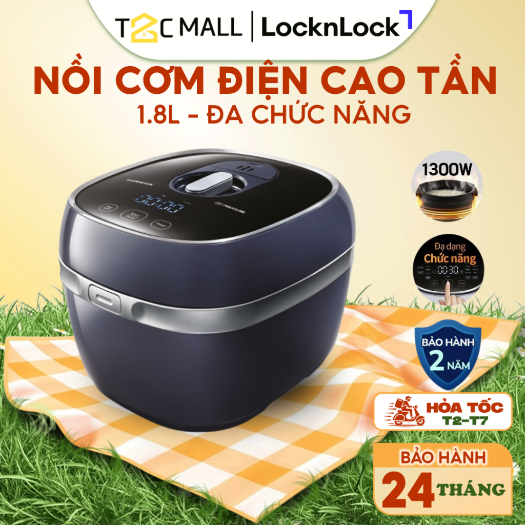 Nồi Cơm Điện Áp Suất Cao Tần LocknLock IH Pressure Rice Cooker EJR526GRY, 1.8L, Giữ Ấm 24H ...