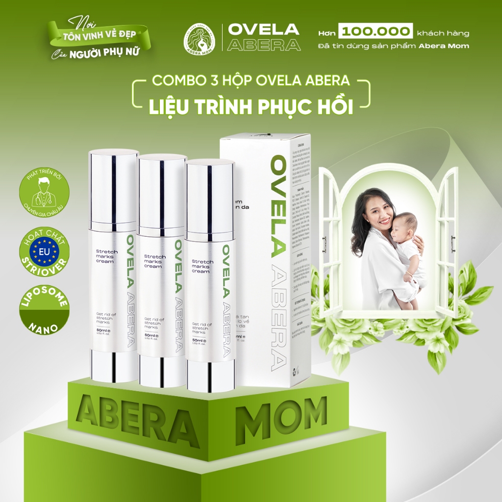 [COMBO 3 HỘP PHỤC HỒI] Kem rạn da Ovela Abera - Ngừa rạn mới, giảm rạn ...