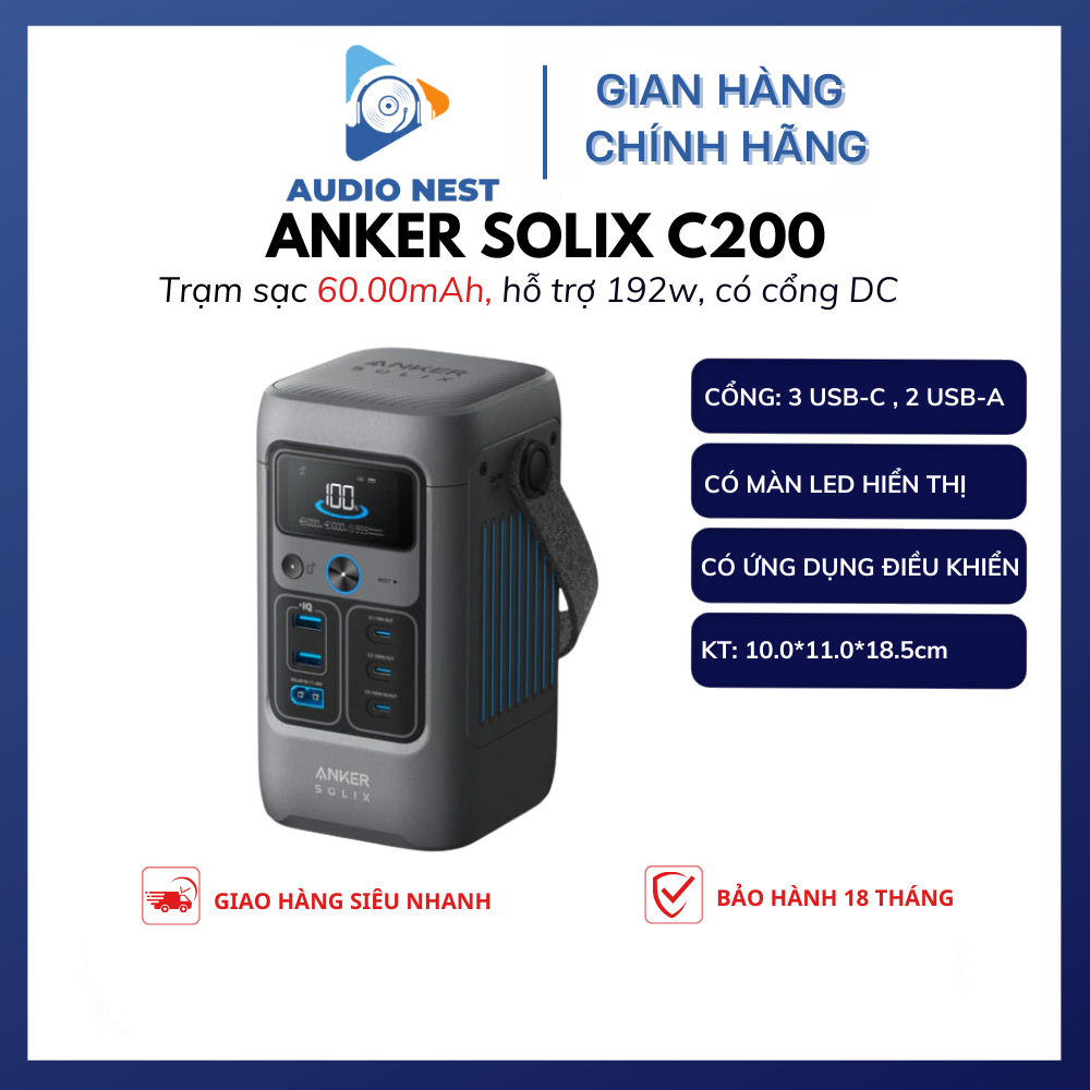 Pin Dự Phòng Anker SOLIX C200 192Wh DC A1727 60.000mAh - Bảo Hành 18 ...
