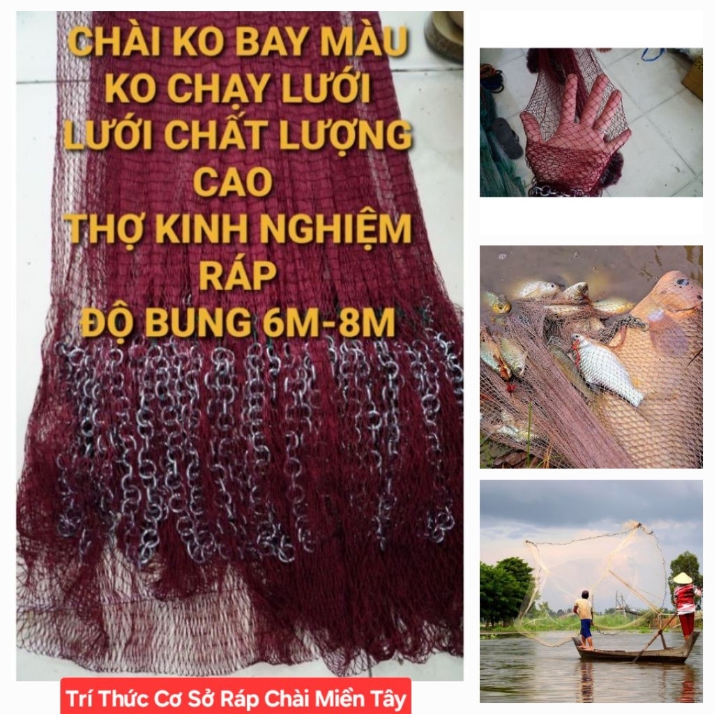 Chài Cá Miền Tây Nam Bộ + Tặng Thêm 7m Dây Kéo Chài. Chài Ráp Thủ Công ...