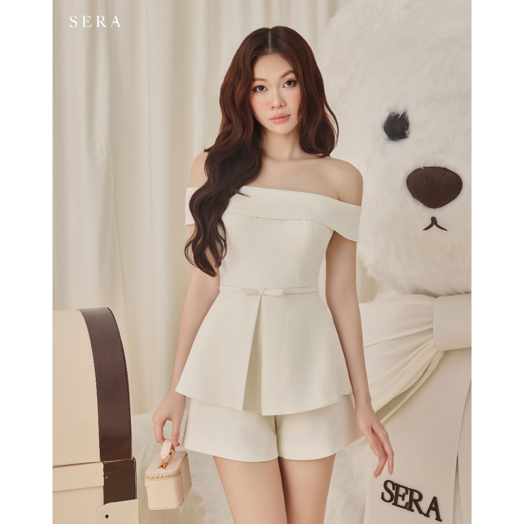 SERA - Set áo trễ vai đính nơ eo và quần short Liam ( TÁCH SET ...