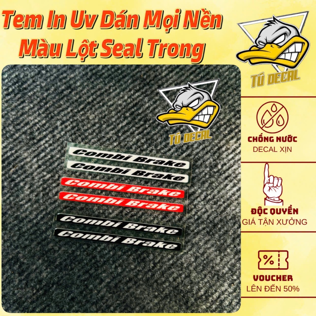 Tem Logo Sticker Chữ Combi Brake, Chất Liệu Decal Uv Lột Seal Bền Màu ...