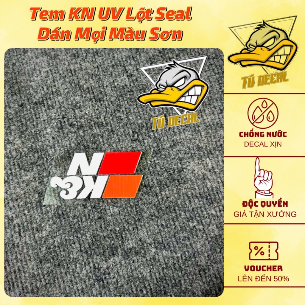 Tem Sticker KN Phối Màu Cam Trắng Dán Được Trên Mọi Nền Màu Xe, Chất ...