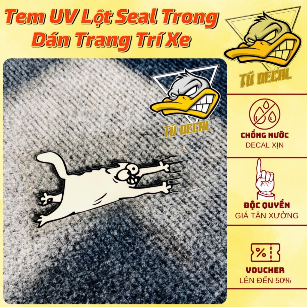 Tem Sticker Mèo Dễ Thương Phối Màu Trắng Viền Đen Lột Được Lớp Trong ...