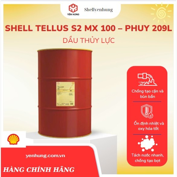 [SHELL YÊN HƯNG] Dầu thủy lực Shell Tellus S2 MX 100 – Phuy 209L ...