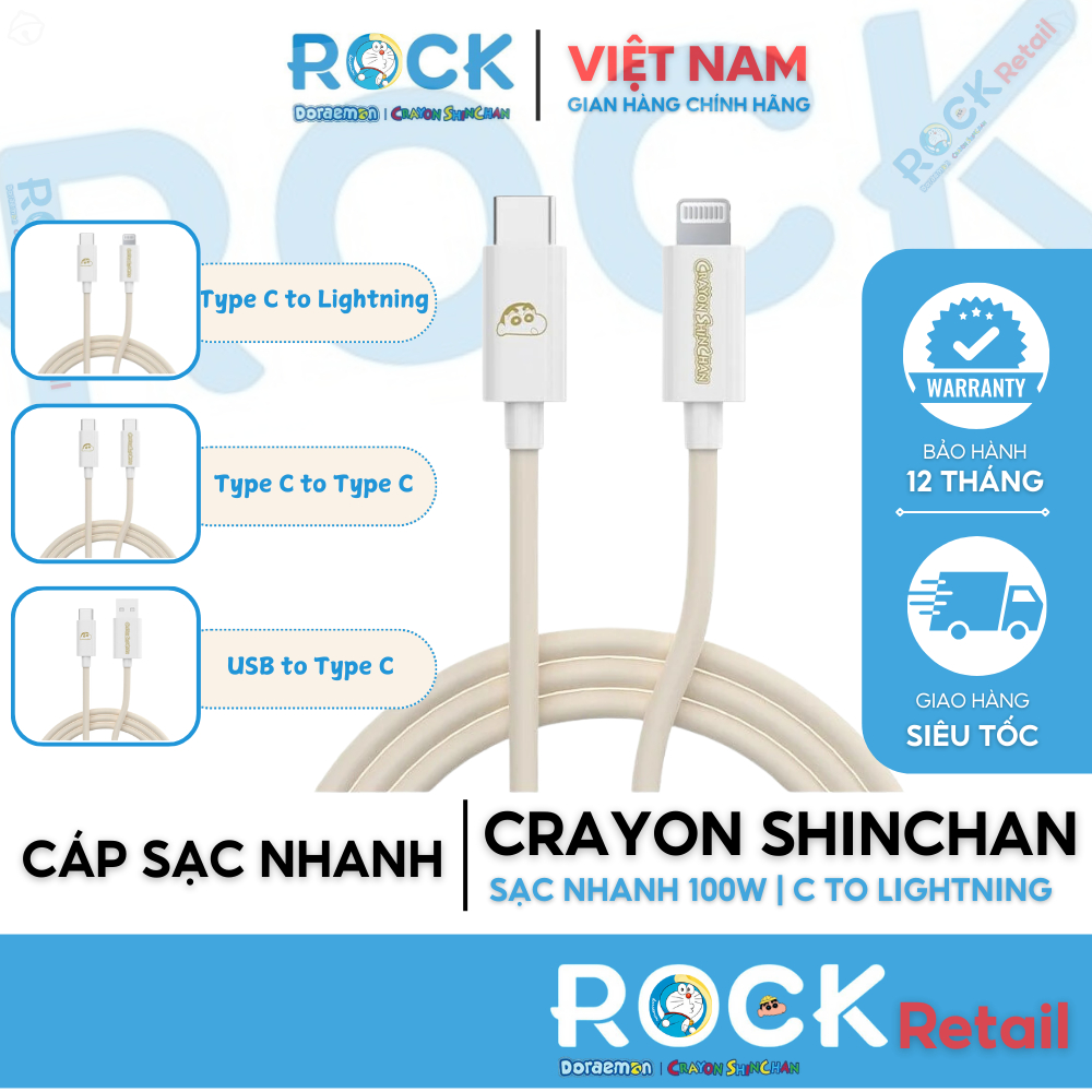 Cáp Sạc Nhanh ROCK ShinChan USB Type C To L, Thích Hợp Đến iP14, Sạc ...