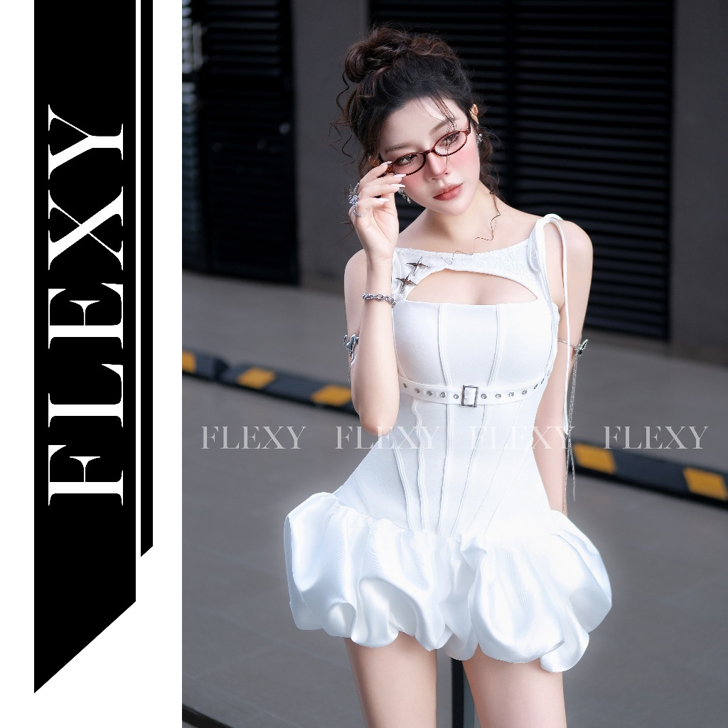 [FLEXY design] Đầm bí Lita thun màu trắng form corset | Shopee Việt Nam
