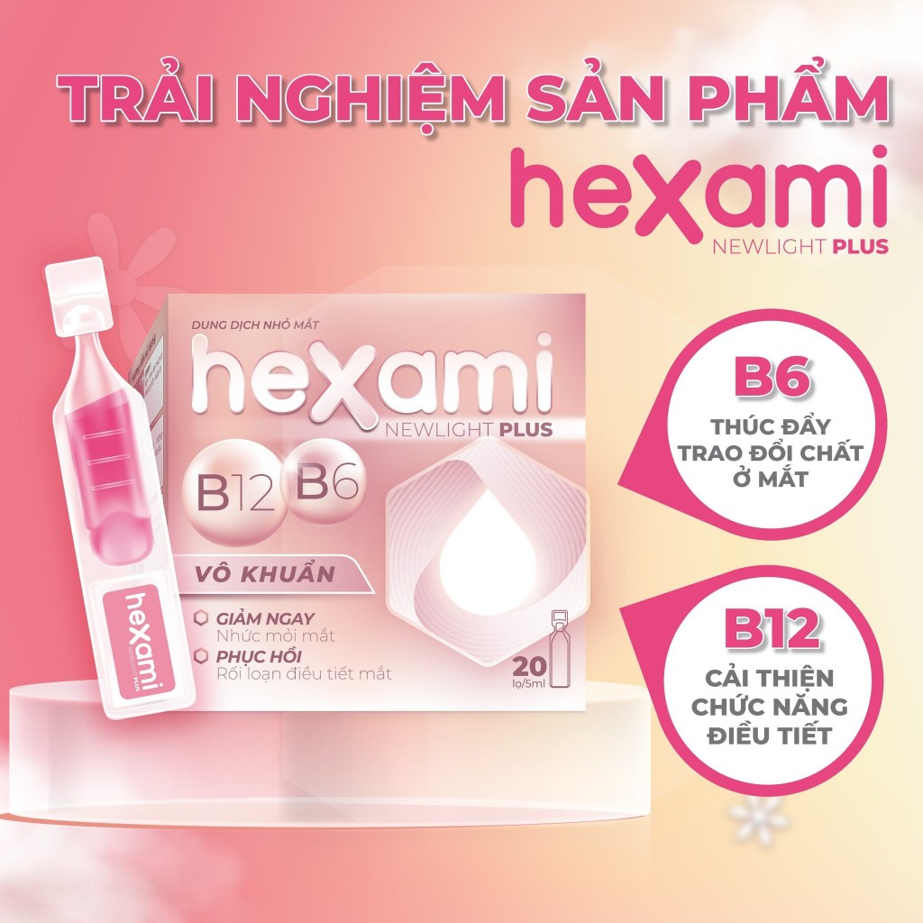 Combo 2 hộp dung dịch nhỏ mắt Hexami newlight plus cho mắt cận mỏi giúp ...