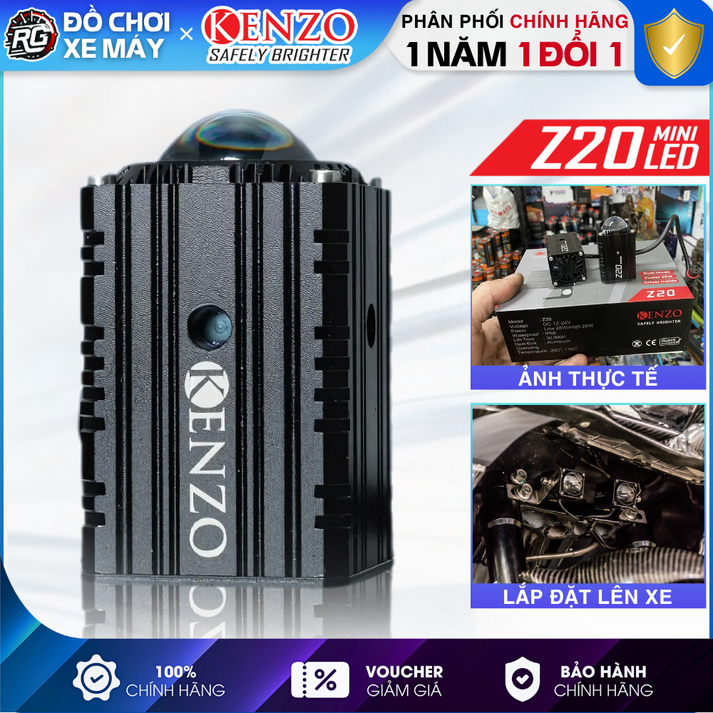 [BH 12 Tháng] Kenzo Z20 V3 New 2025, Đèn Trợ Sáng Bi Cầu Mini 28W, Chống Bụi Và Nước Chuẩn IP68 ...