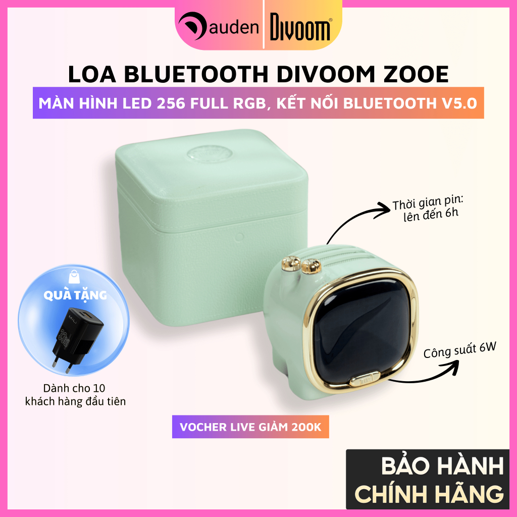 Loa Bluetooth Divoom Zooe màn hình LED 256 Full RGB, thiết kế nhỏ gọn ...