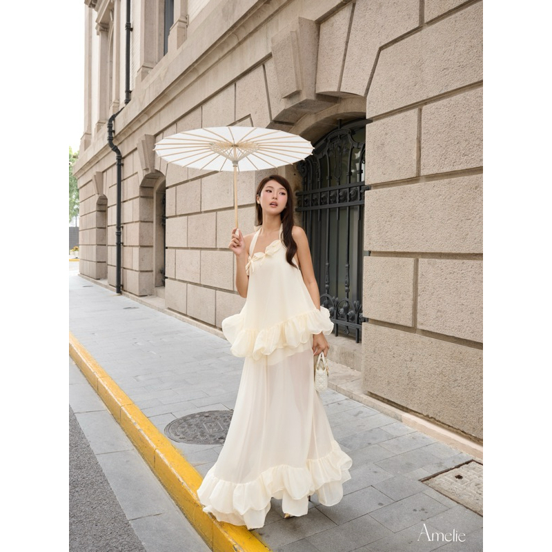 AMELIE - Set áo cổ yếm phối hoa + chân váy xuông Nataly set AME262 ...