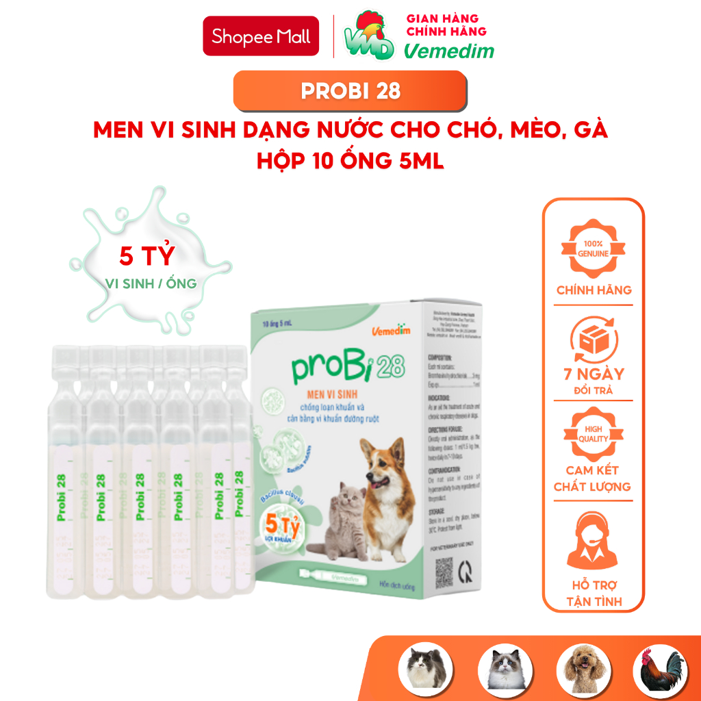 Vemedim Probi 28 Men vi sinh dùng cho chó và mèo với 5 tỷ lợi khuẩn ...