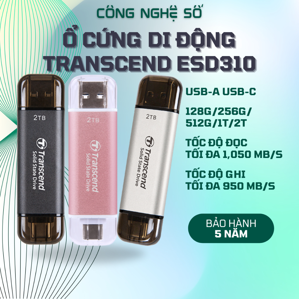 Ổ Cứng Di Động Transcend ESD310 128G/256G/512G/1T/2T USB Type A Type C ...