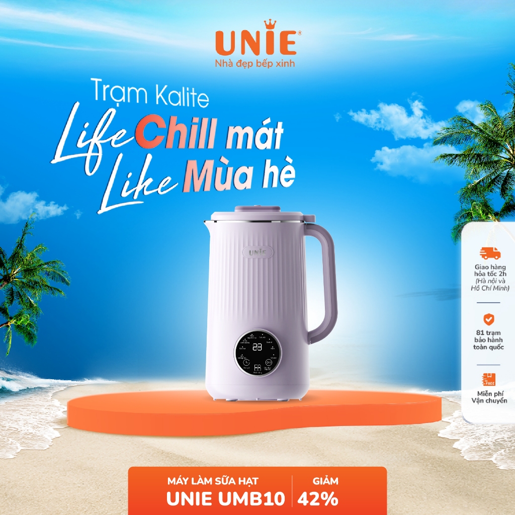 Máy làm sữa hạt Unie UMB10 - Lưỡi dao inox 304 , công suất 800W, dung tích 1 lít, BH 12 Tháng ...