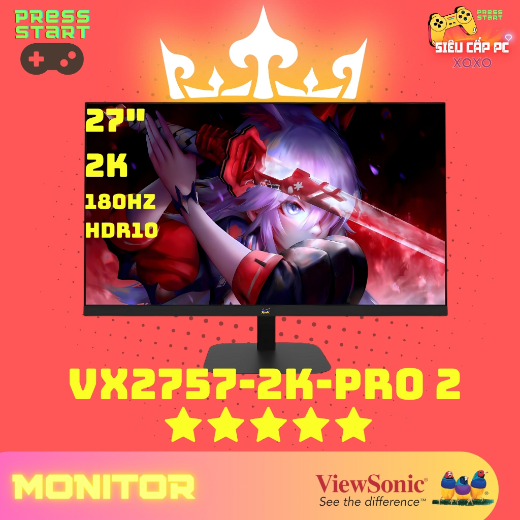 Màn hình Viewsonic VX2757-2K-PRO 2 27" UHD 2K Fast IPS, 180Hz, HDR10, Viền Siêu Mỏng, Hỗ Trợ ...