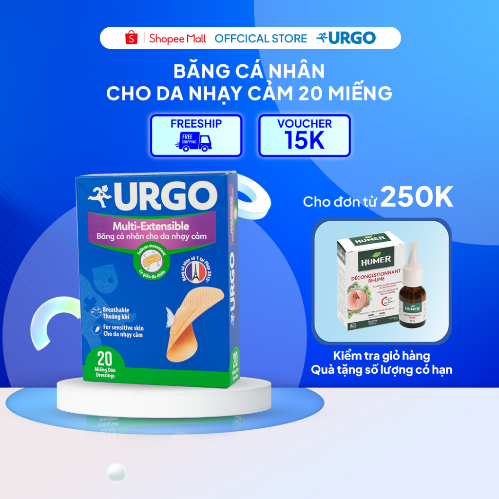 Băng cá nhân co dãn tối đa URGO Multi Extensible bảo vệ vết thương (20 miếng) | Shopee Việt Nam