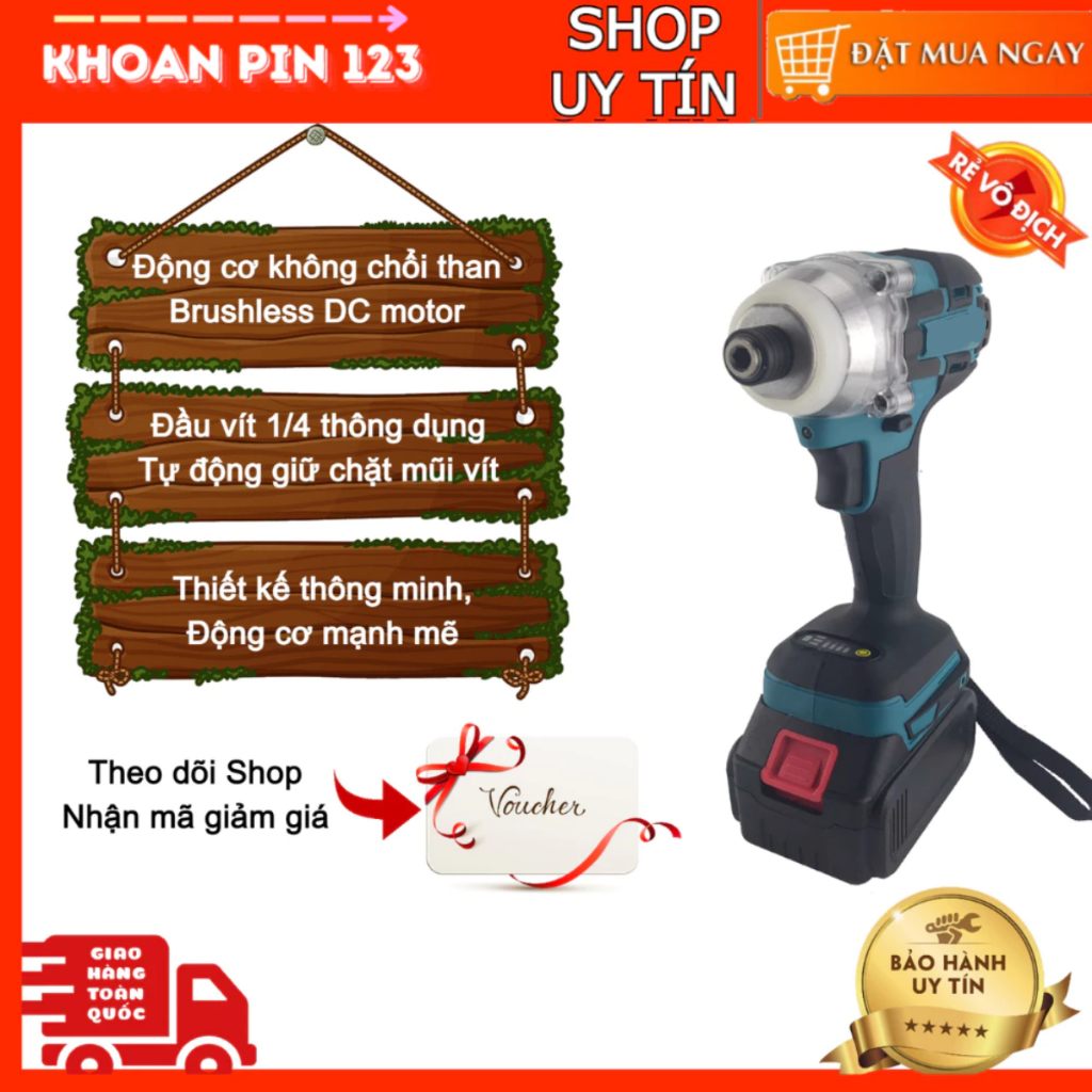 Máy bắt vít chuyên nghiệp chuyên vít Khaison không chổi than Tặng mũi ...