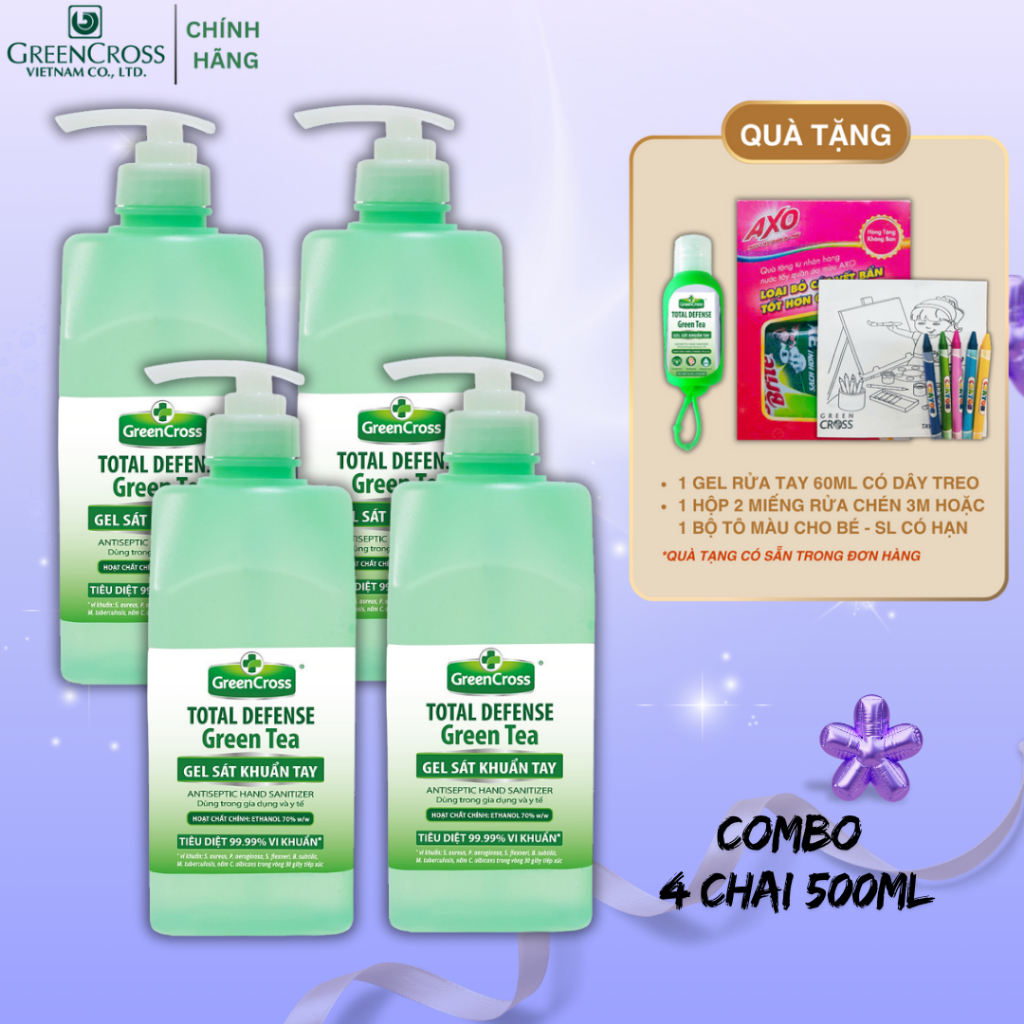 Combo GEL rửa tay sát khuẩn tay bảo vệ toàn diện Green Cross Total ...