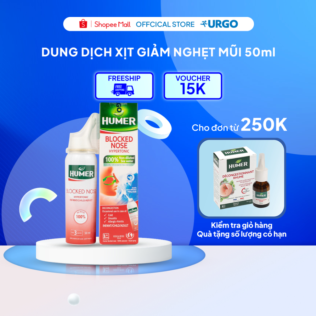 Dung Dịch Xịt Mũi Humer Giảm Nghẹt Mũi Tối Ưu Nước Biển Vô Trùng Cho ...