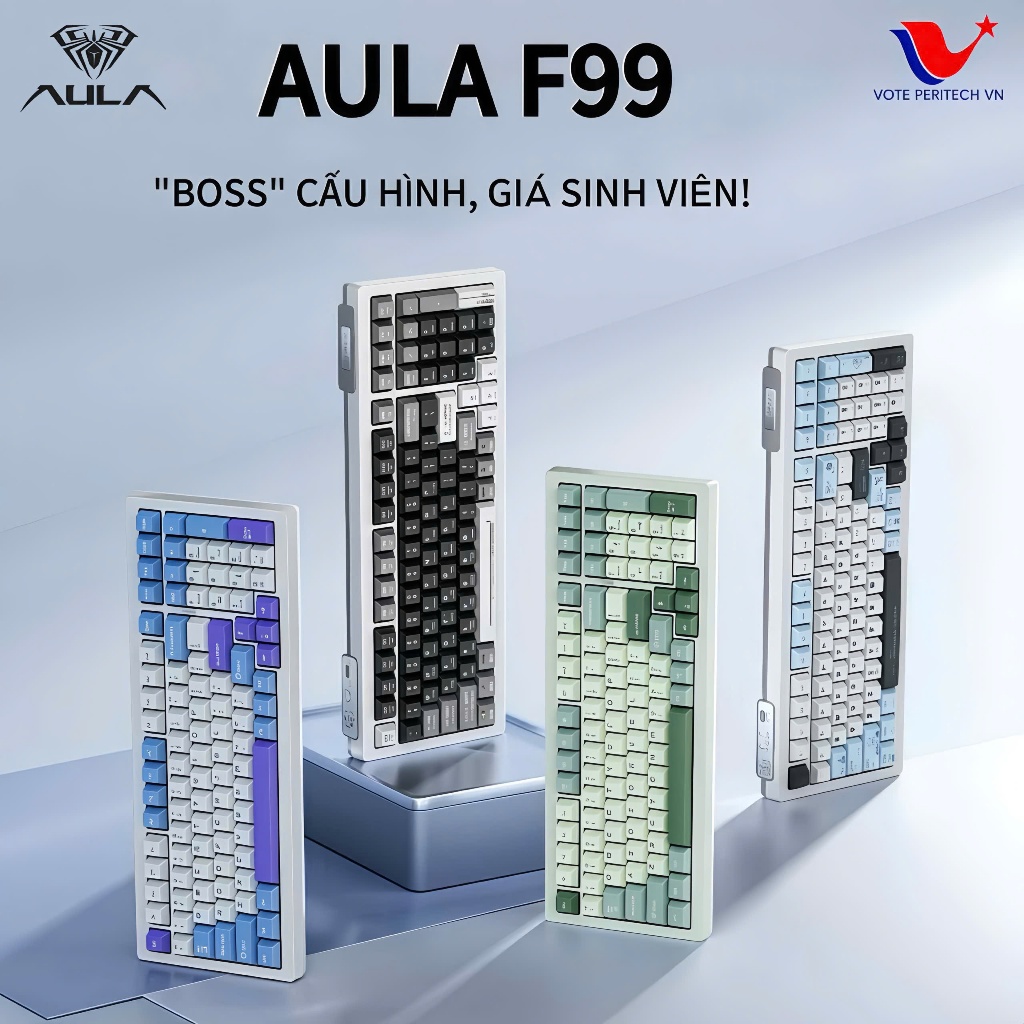 BÀN PHÍM CƠ KHÔNG DÂY AULA F99/ F99 Pro - Thiết kế mạch xuôi | LED RGB ...