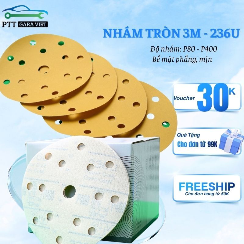 Đĩa Nhám Vàng 3M 236U 6 Inch, Đa Độ Nhám P80-P400 Dùng Cho Máy Chà Tròn ...