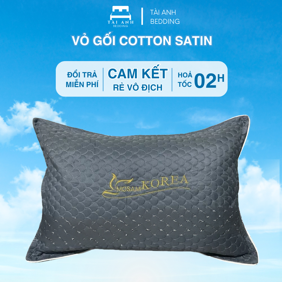 Vỏ gối ôm, gối nằm Cotton Satin thêu chần bông dầy dặn loại 1, gối nằm ...