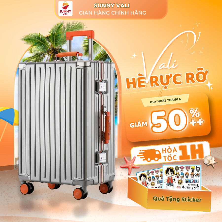 Vali khung nhôm SUNNY-RAYMOND size 20/24/28 chất liệu nhựa ABS+PC tích ...