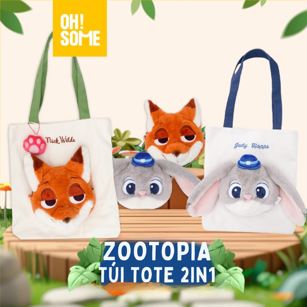【OHSOME x Disney】- Túi tote canvas 2 trong 1 có thể tách rời thành túi ...
