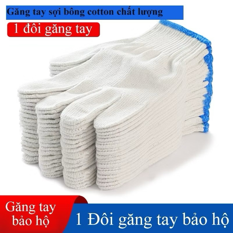 50 đôi găng tay sợi vải lao động màu trắng. ôm tay, free size thấm hút ...