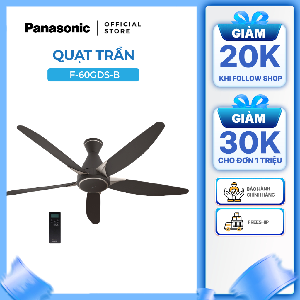Quạt trần Panasonic model F-60GDS-B (màu nâu, động cơ DC - 40W) - KO GỒM CP LẮP | Shopee Việt Nam