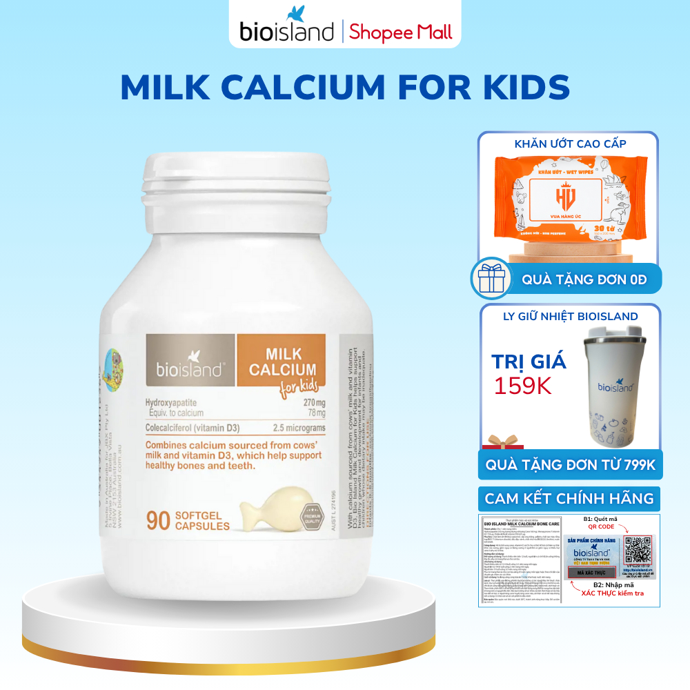 Canxi sữa Bio Island Milk Calcium For Kid 90 viên của Úc giúp tăng ...