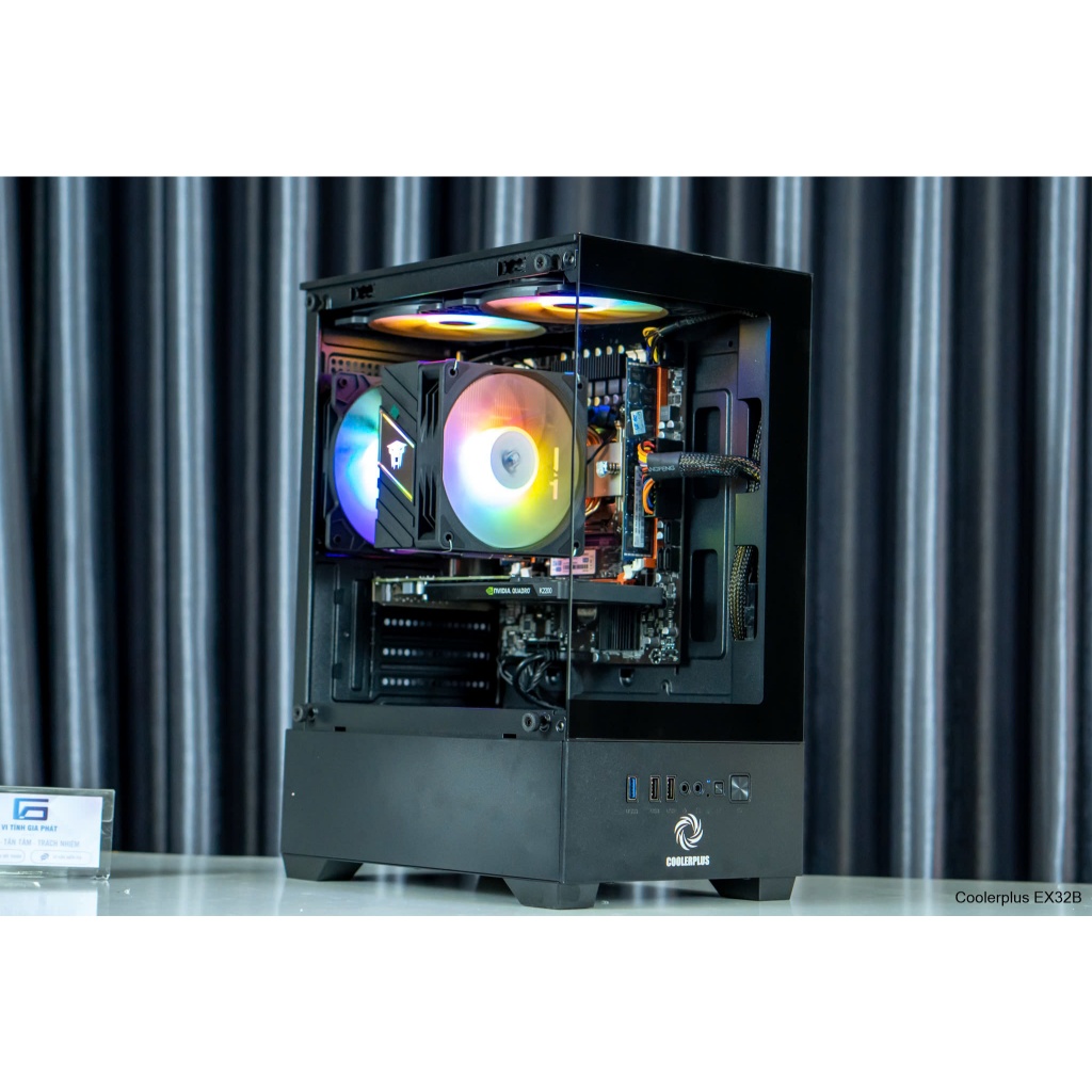 Pc Xeon gaming bể cá đứng led kính 2643 v2 Ram 32Gb VGA Rx 550 4G chiến ...