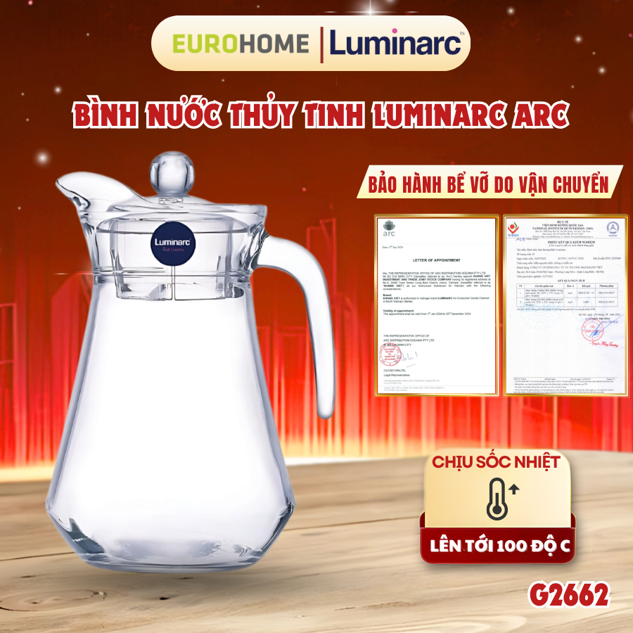 Bình nước chính hãng Luminarc ARC màu trắng 1,3L - G2662/L1957 | Shopee Việt Nam