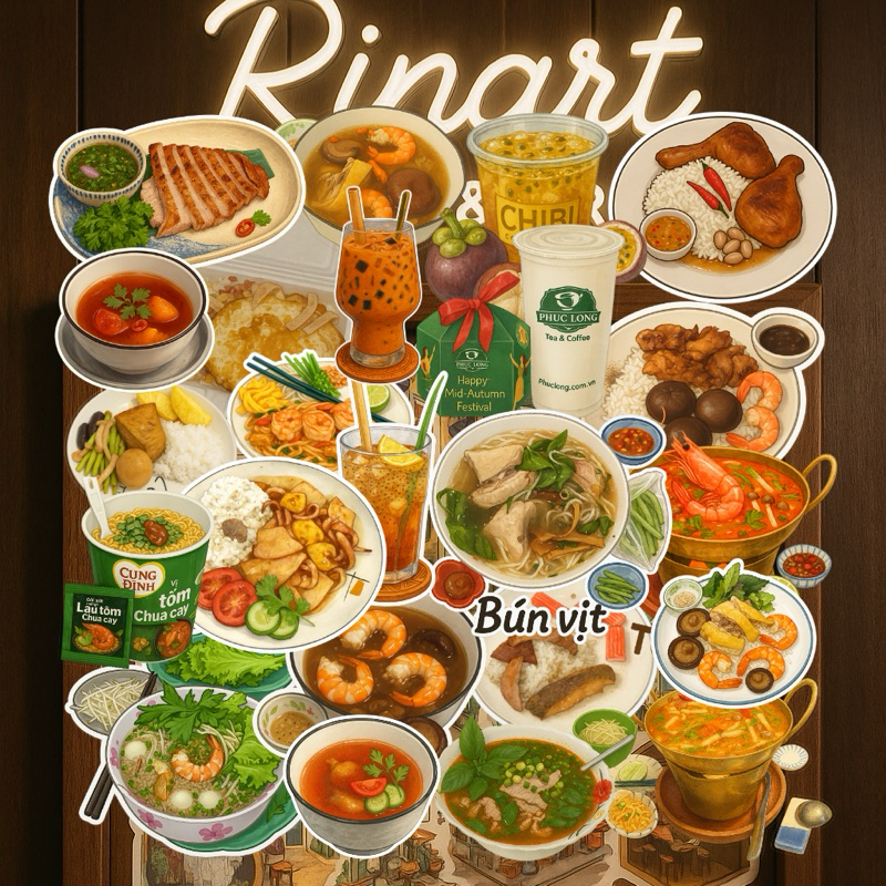 SET 200 STICKER MÓN NGON SIÊU CHẤT DÁN TRANG TRÍ ĐT LAPTOP VALI TƯỜNG ...