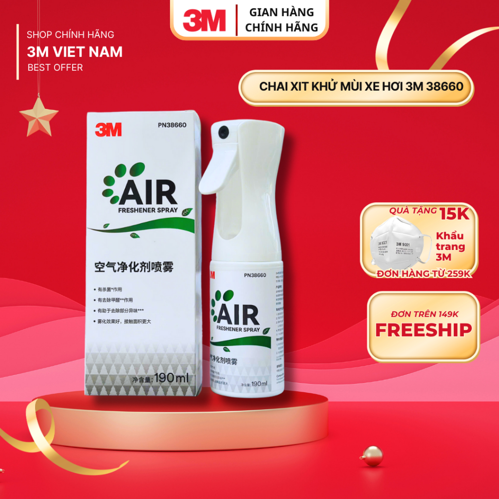 [SSPIC199K - GIẢM 10% ] Chai xịt khử mùi diệt khuẩn 3M™ Air Freshener Spray 38660 190ml | Shopee ...