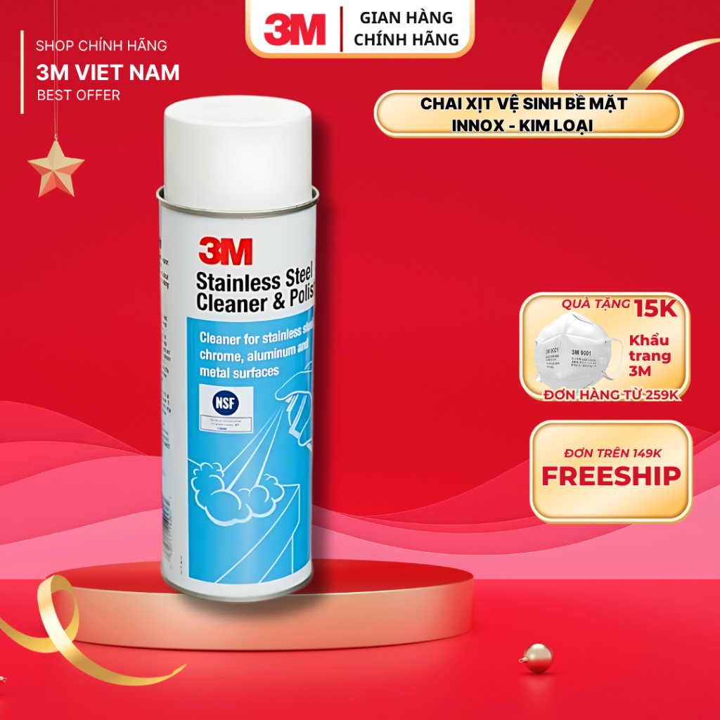 [SSPIC199K - GIẢM 10% ]CHAI TẨY SẠCH VÀ ĐÁNH BÓNG INOX 3M STAINLESS ...