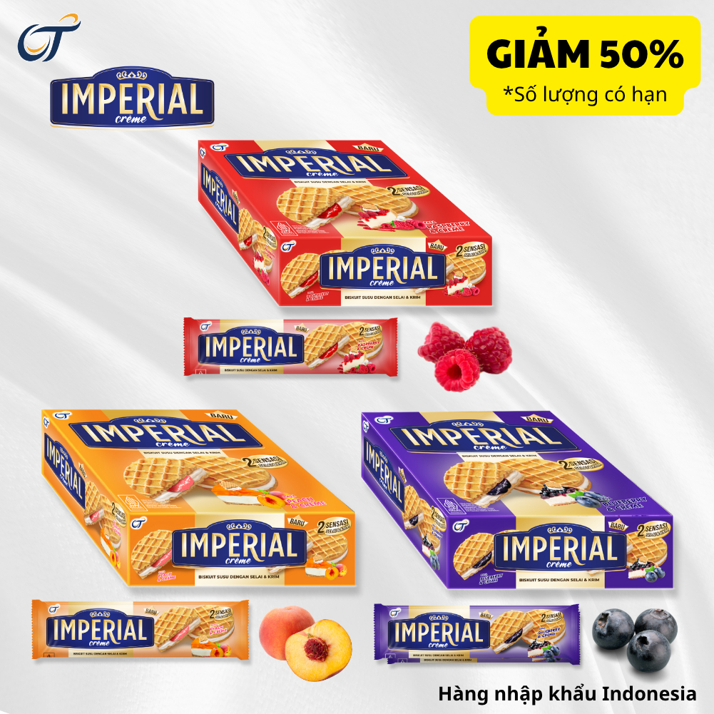 [Giảm 50%] Date T11/25 Bánh Quy Imperial Nhân Kem Mứt Trái Việt Quất, Mâm Xôi, Đào _ Nhập Khẩu ...