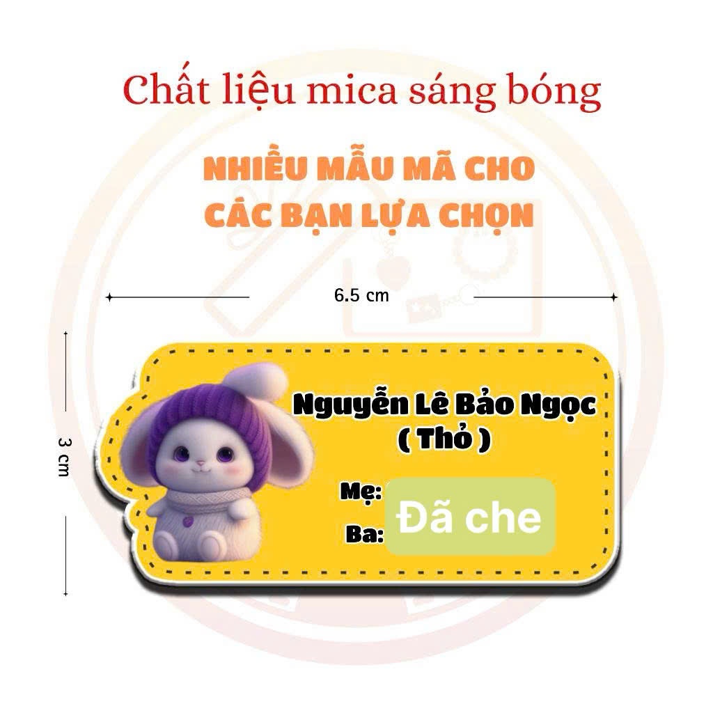 Bảng tên mica cho bé yêu in hình siêu cute,dễ thương kèm sđt ba mẹ [vui ...