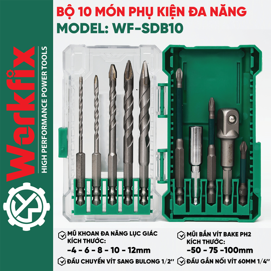 Bộ 10 món phụ kiện đa năng WORKFIX WF-SDB10 | Shopee Việt Nam