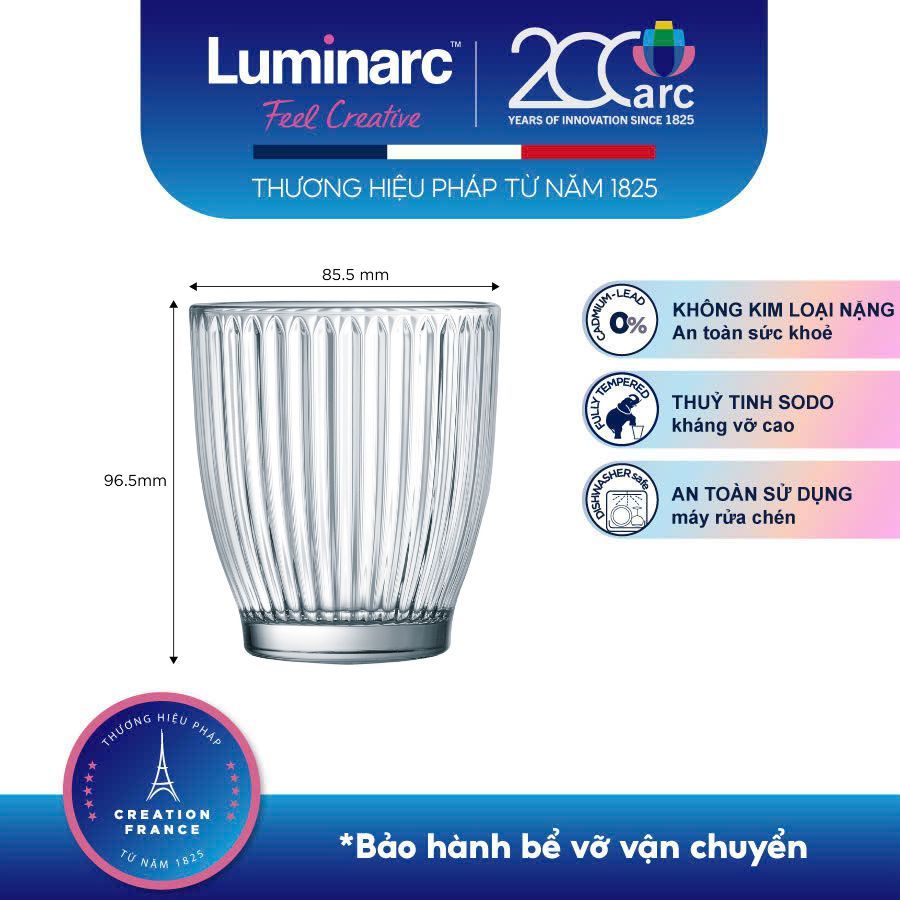Bộ 6 Ly Thấp Thuỷ tinh Luminarc cường lực Ricky Line 340ml -LURCV8083 ...