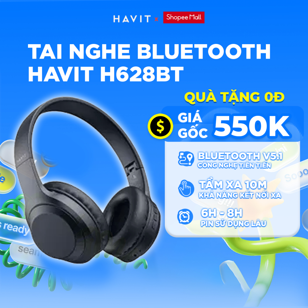 Tai nghe Bluetooth Headphone Havit H628BT Micro Tích Hợp Bluetooth 5.3 | Shopee Việt Nam