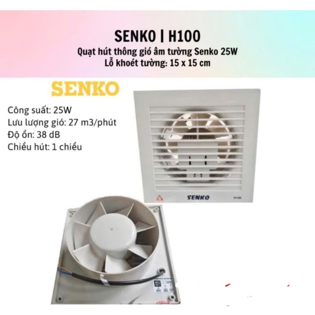 Quạt Hút Tường Thông Gió Senko H100, H150, H200, H250- Hàng chính hãng BH 24 tháng, siêu bền ...