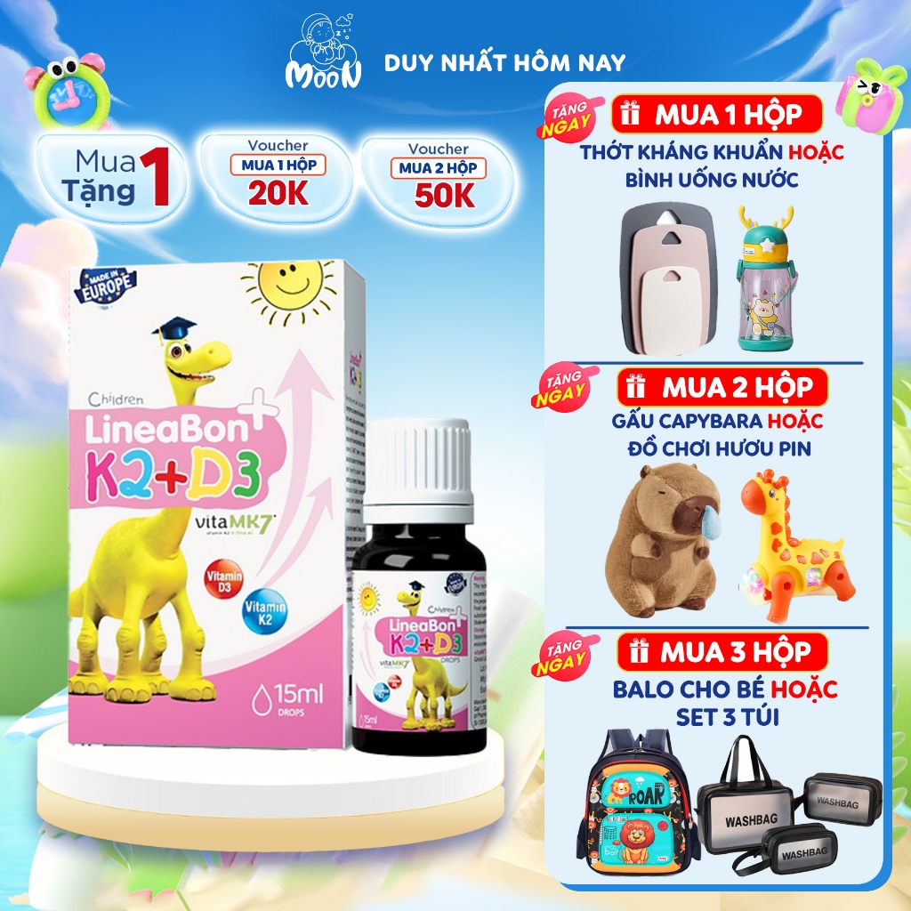 LineaBon vitamin D3 K2 - Hỗ trợ hấp thu canxi, cho trẻ phát triển chiều ...