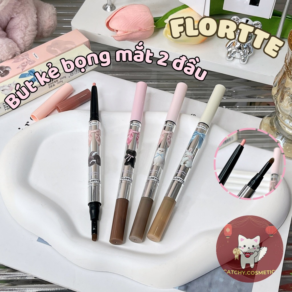 [FLORTTE] Bút Kẻ Bọng Mắt FLORTTE 2 Đầu Kèm Cọ Mèo Nơ Coquette My Dream Come True 900mg | Shopee ...