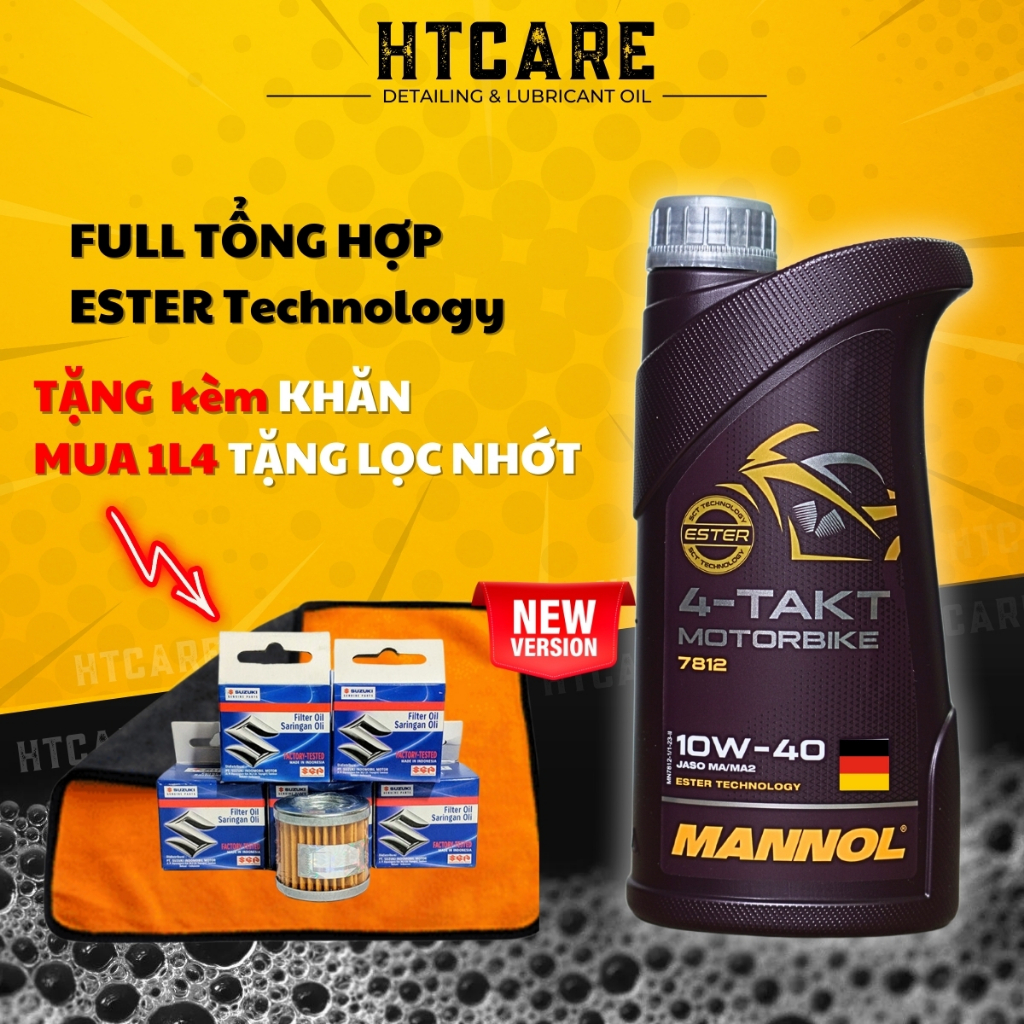 Nhớt Mannol 7812 10W40 MOTORBIKE 4- TAKT CÔNG NGHỆ ESTER dùng cho xe số ...