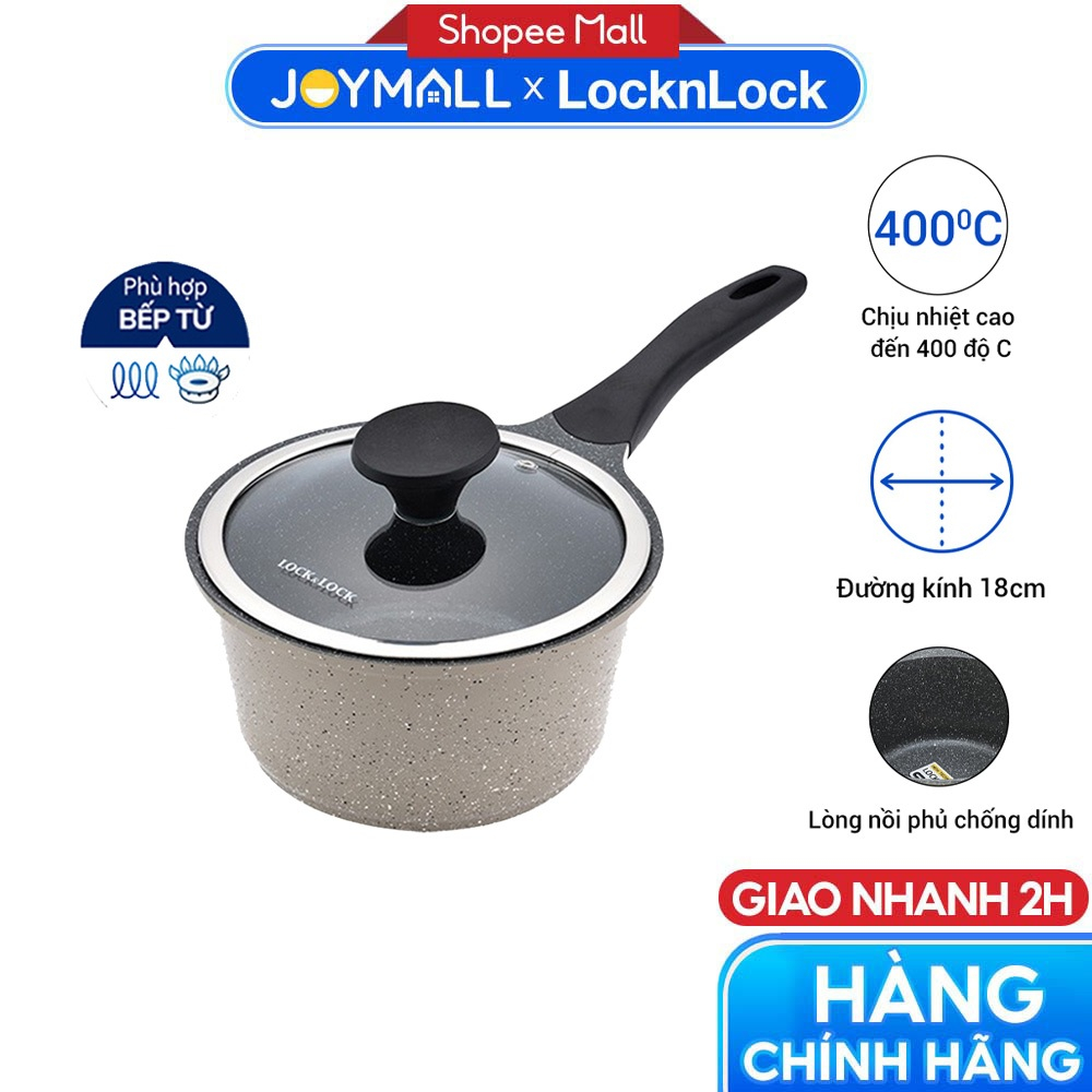 Nồi nhôm chống dính vân đá LocknLock 18cm STONE LCA6181D-IH, Hàng chính ...